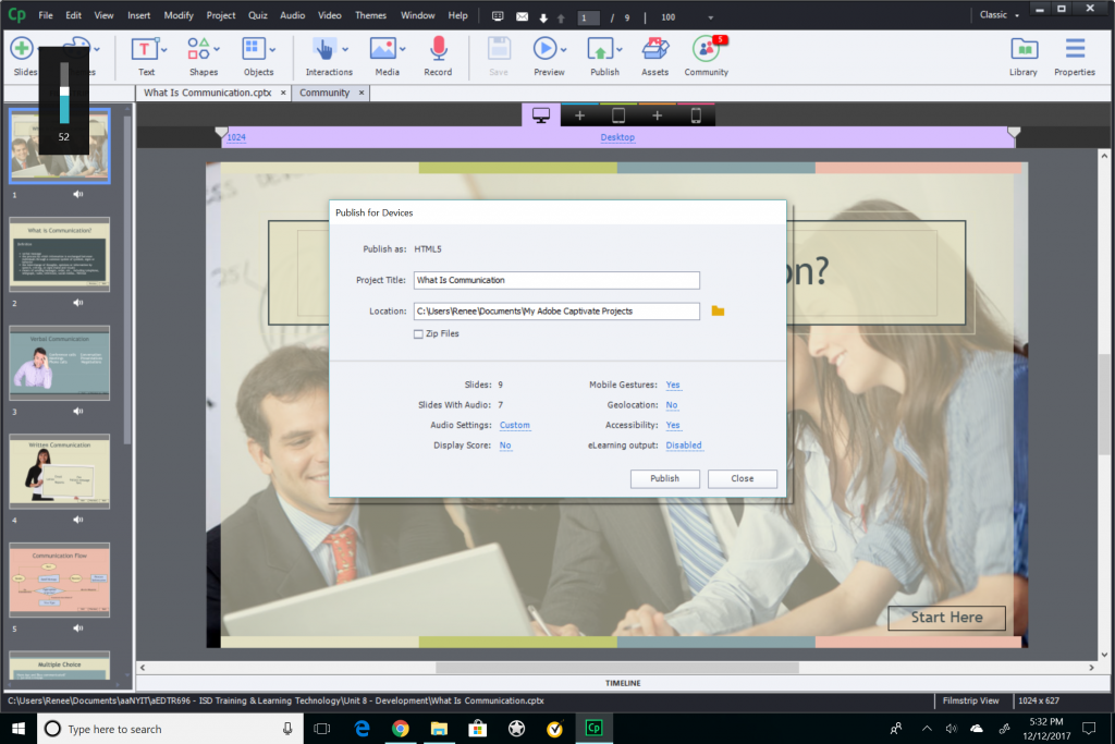 Can't publish to PDF - eLearning