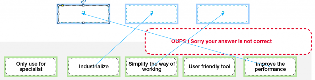 How to set up a dragn'dop activity with 3 drop-zone and 5 drag objects ...