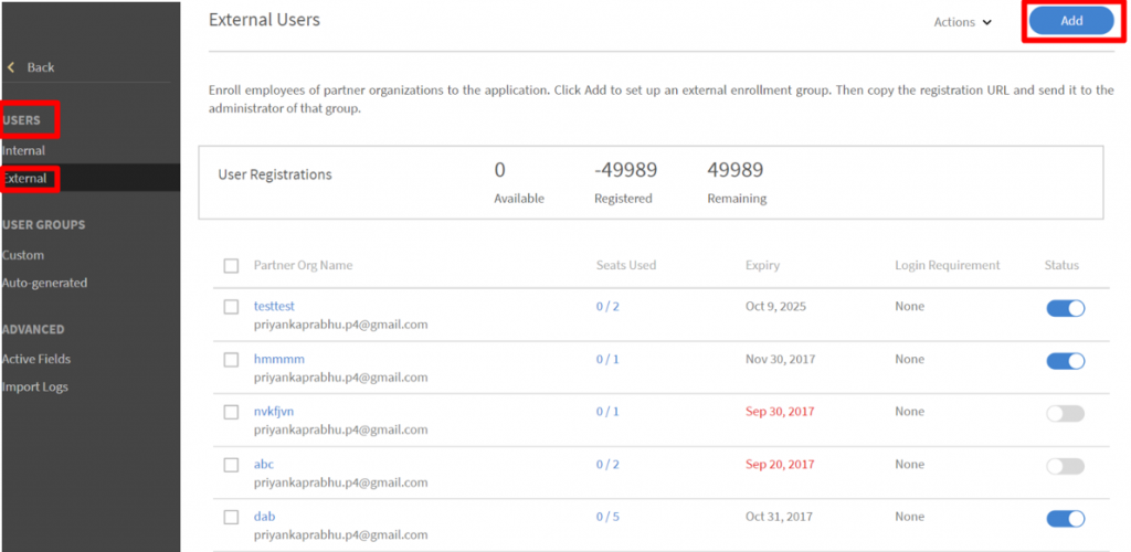 Add an External User - eLearning