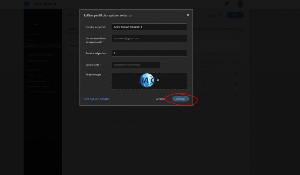 Add or edit external user profile - eLearning