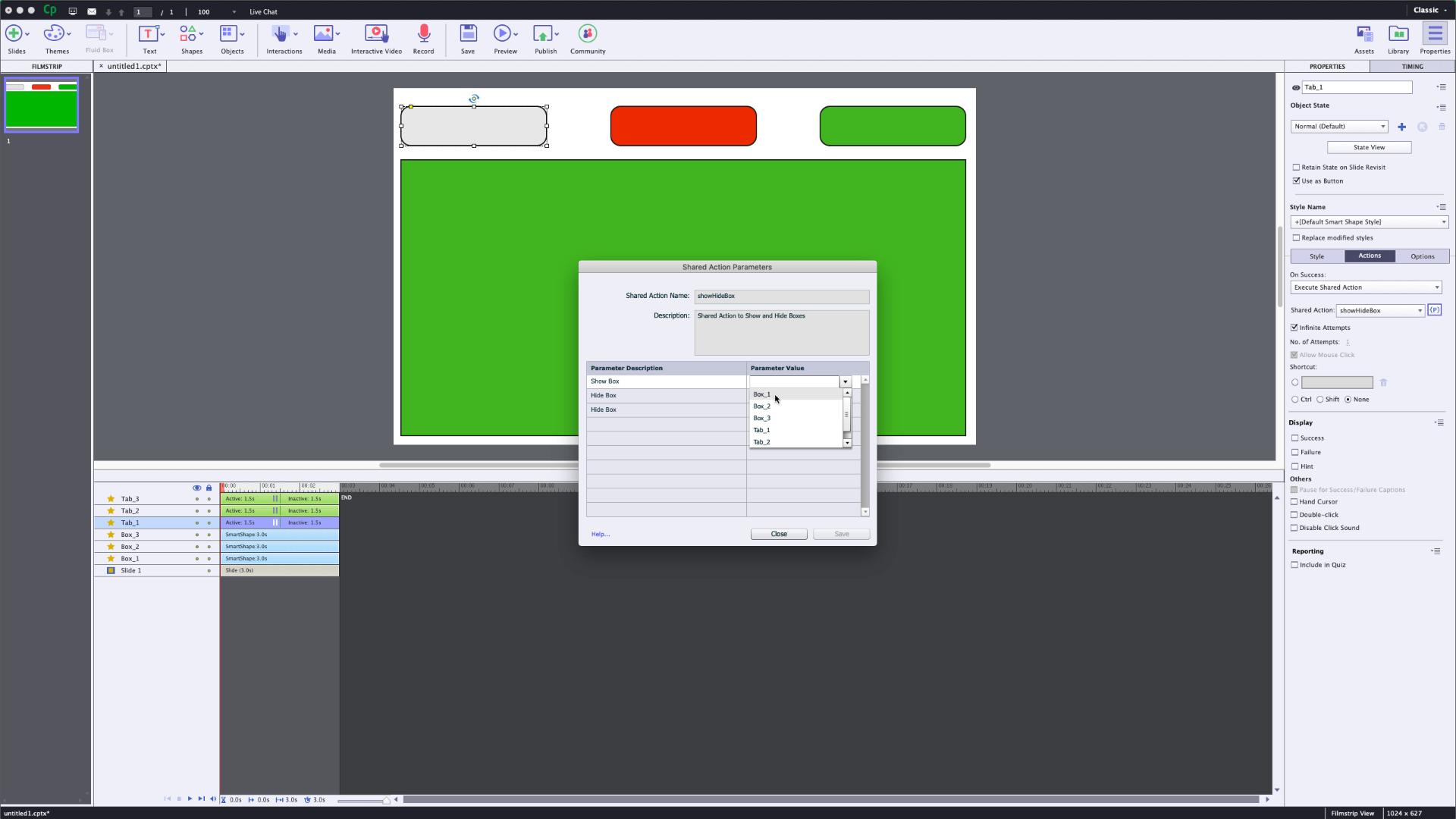 Creating Tabs with Shared Actions - eLearning