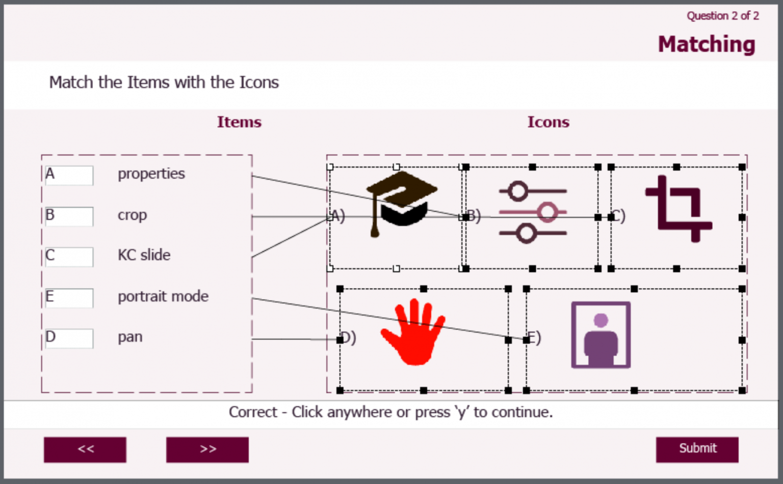 Matching question with Images. - eLearning