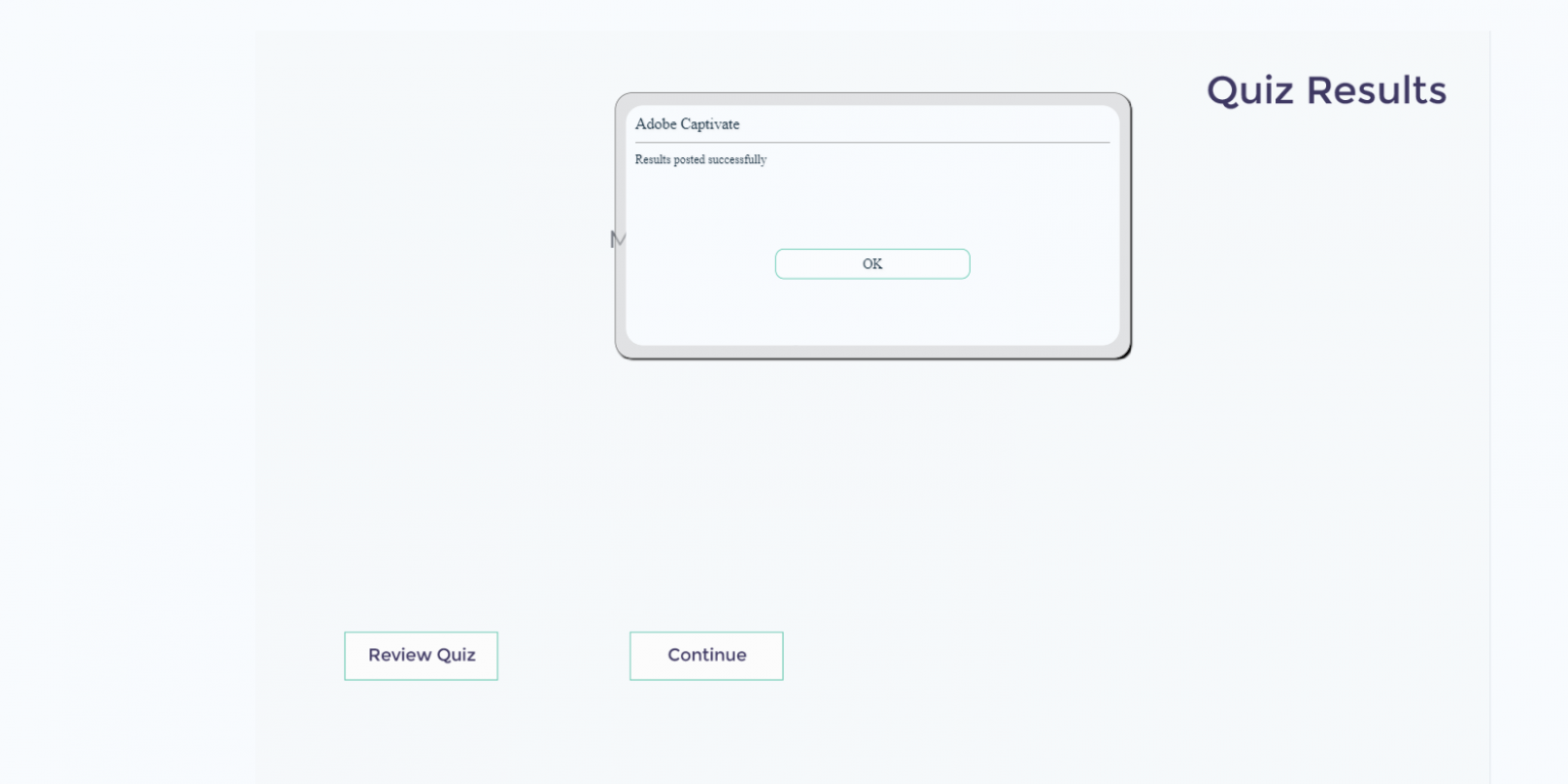 Results popup box - eLearning