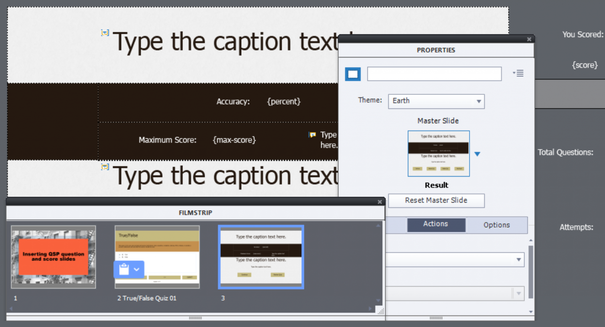 Quiz slides from Quick Start Projects (responsive) - eLearning