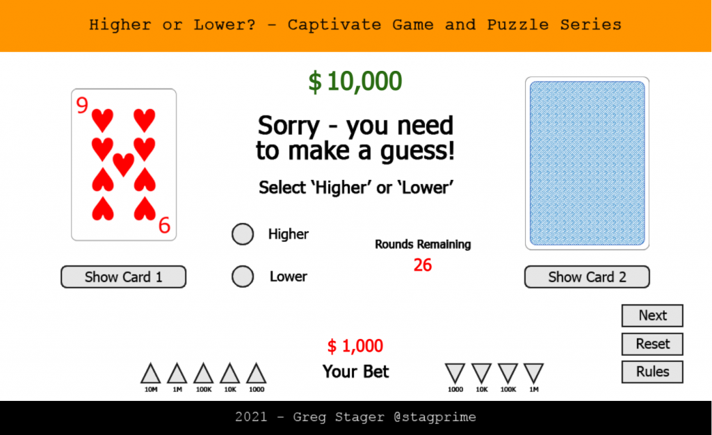 Higher or Lower? - Captivate Game and Puzzle Series - eLearning