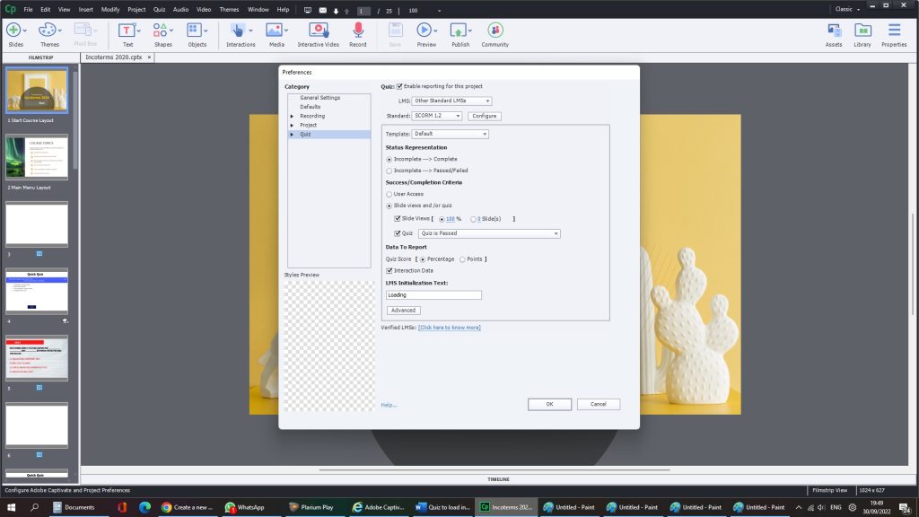 Adobe Captivate Preference Quiz Drop down - eLearning