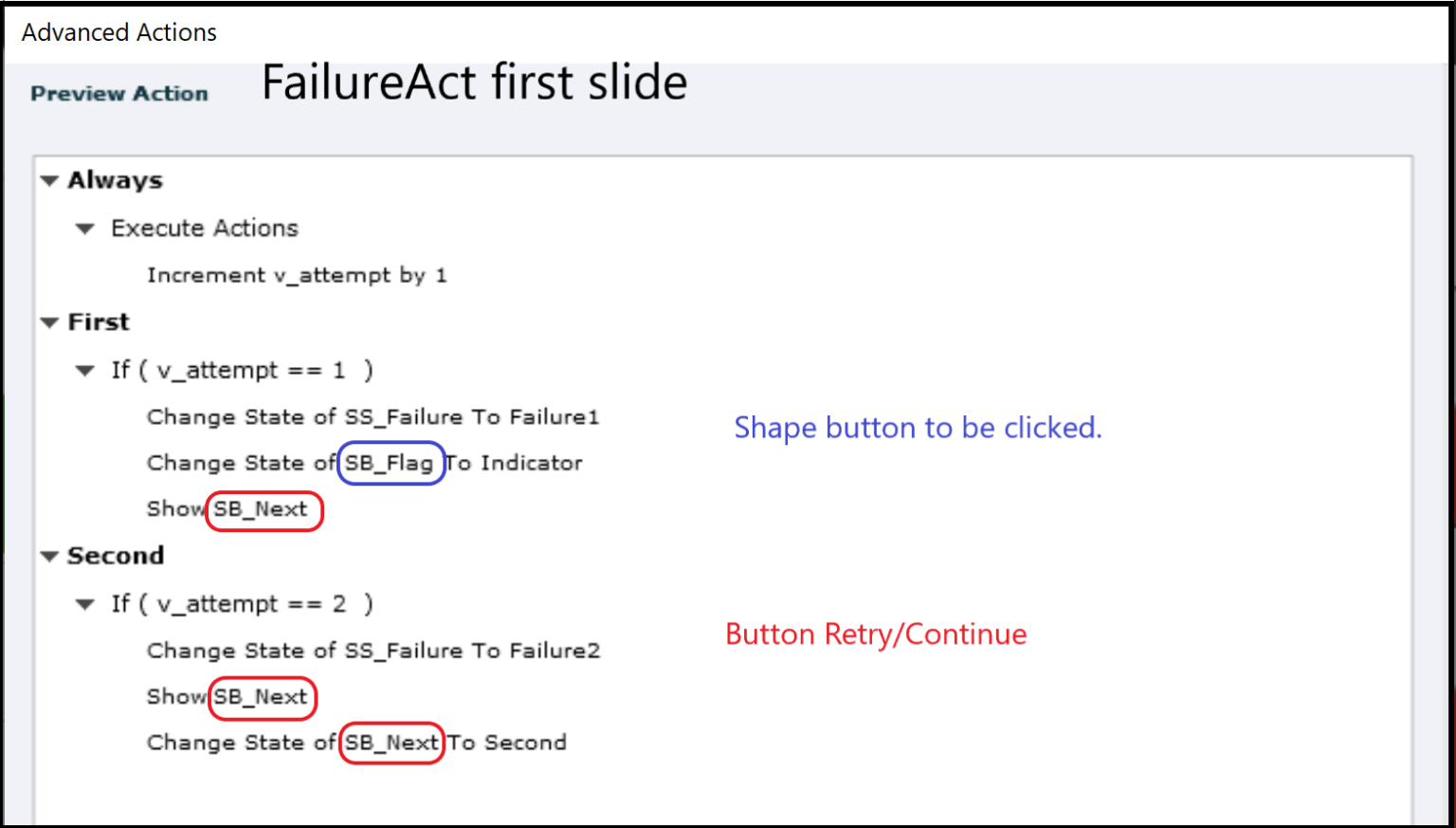 Two Failure messages for (shape) button. - eLearning