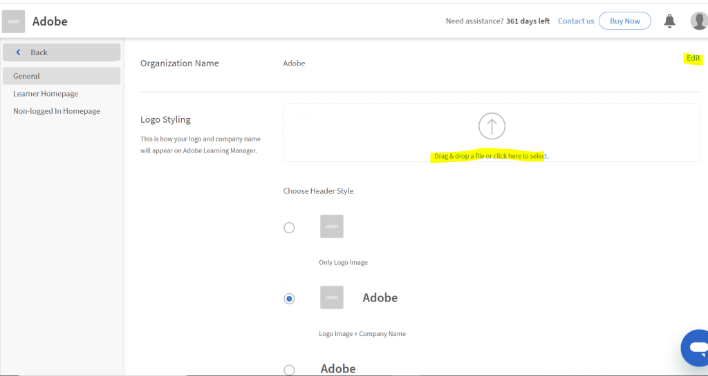 Changing the Logo and the company Name in Adobe Learning manager - eLearning