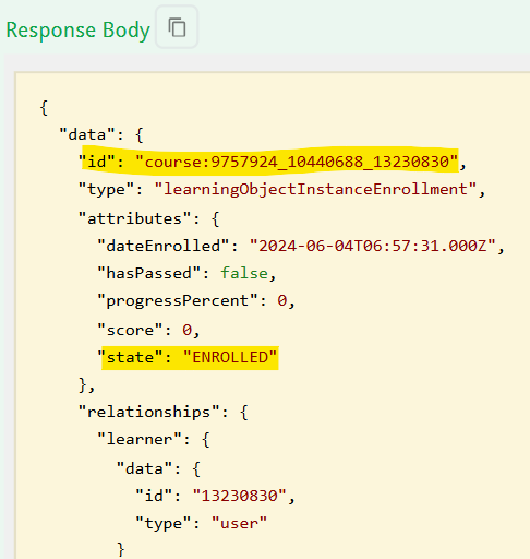Enroll users to learning object via API method - eLearning