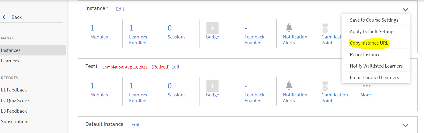 How to find the course ID and the instance ID for the required course - eLearning